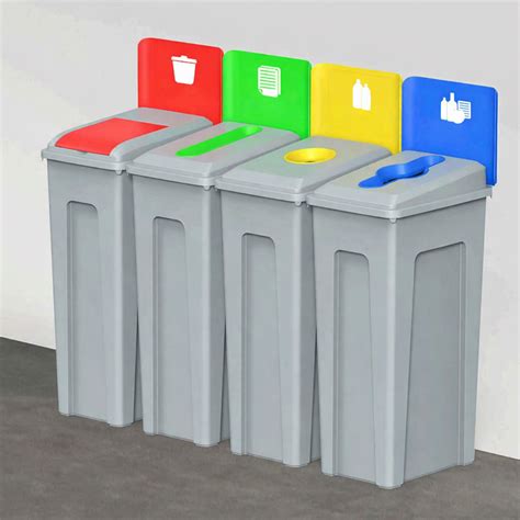 80l Indoor Recycling Bin Station Multi Compartment Waste Sorting Sys
