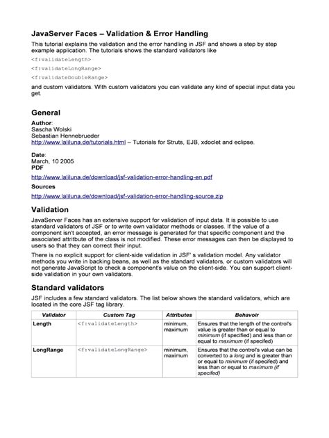 Fillable Online Validation And Error Handling In Jsf Fax Email Print