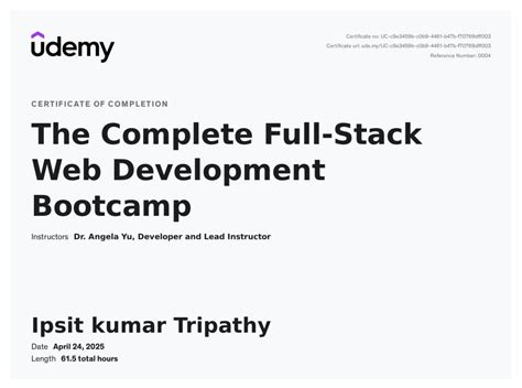 udemy course completion certificate ipsit kumar tripathy