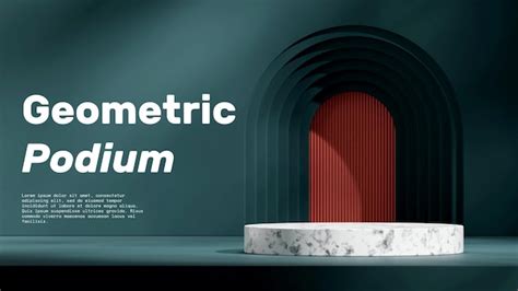 Синяя арочная стена и красная текстура 3d изображение пустой макет белый мраморный подиум в