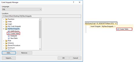 SQL Snippets In SQL Server Management Studio