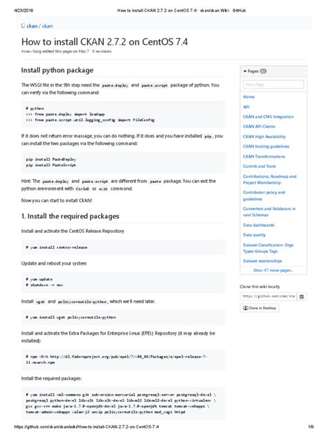 How To Install Ckan 2 7 2 On Centos 7 4 Ckan Ckan Wiki Github Download Free Pdf Apache