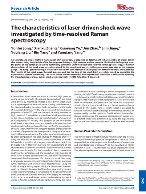 Pdf The Characteristics Of Laser Driven Shock Wave Investigated By Time Resolved Raman