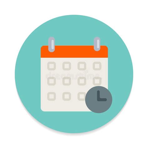 Calendar With Clock Flat Icon Round Colorful Button Schedule Event Date Circular Vector Sign