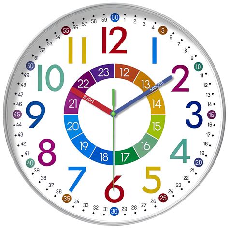 Moqin Learning Clock Battery Operated 8 Inch Plastic Small Wall Clock Silent Colorful Clocks
