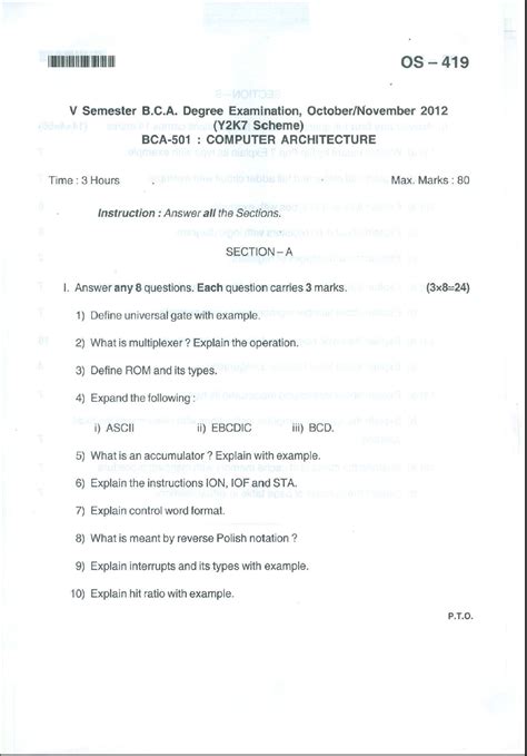 Bangalore University Bca Bca 501 Computer Architecture Octobernovember 2012 Question