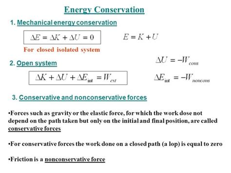 Conservation Of Energy Conservative Forces Non Conservative Forces
