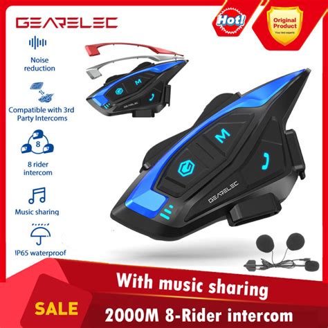 Gearelec Shark Pro Bluetooth 51 Motorcycle Helmet Intercom 8 Riders