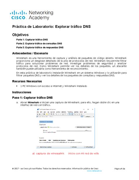 Práctica De Laboratorio Explorar Tráfico Dns 2017 Aa Cisco Y O Sus