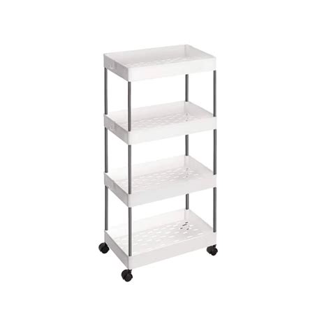 Етажерка за баня или спалня Stuffix 4 рафта Колелца 86 см Бял Emag Bg