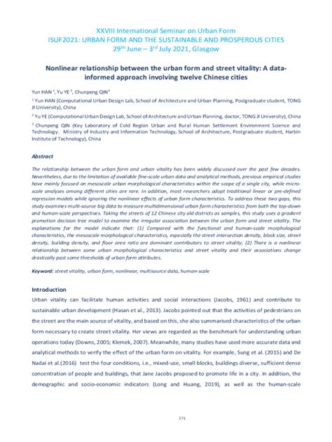 Fillable Online Nonlinear Relationship Between The Urban Form And