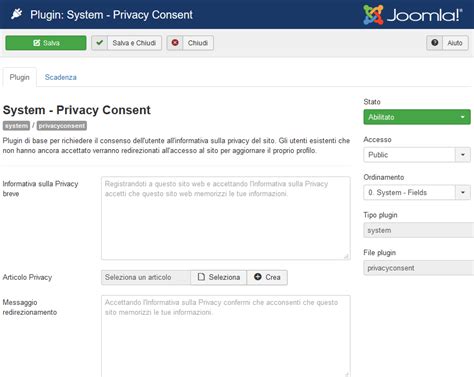 Gestione Dei Consensi Joomla Privacy Tool Suite Joomlait Supporto