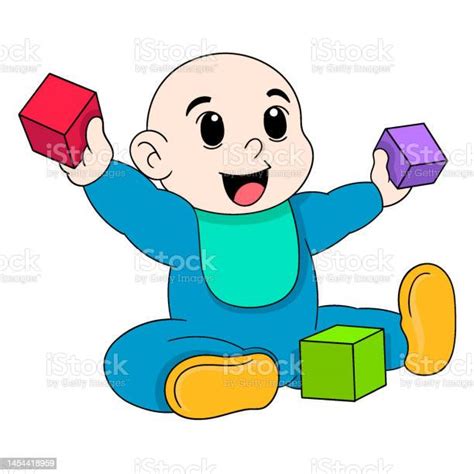 Ilustración De Bebé Calvo Jugando A La Educación Cerebral Y Más Vectores Libres De Derechos De