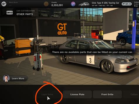 Greyed Out “light Valve” Button Only On Civic Touring Car R Granturismo