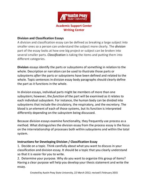 What Is A Classification And Division Essay