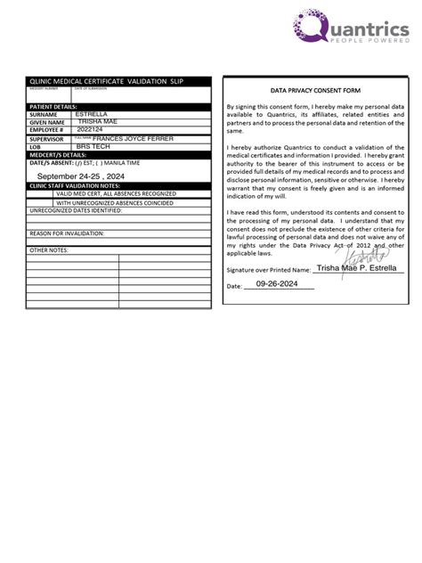 Med Cert And Consent Validation Form 3 Pdf