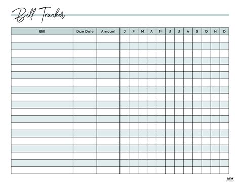 Monthly Bill Organizer Template