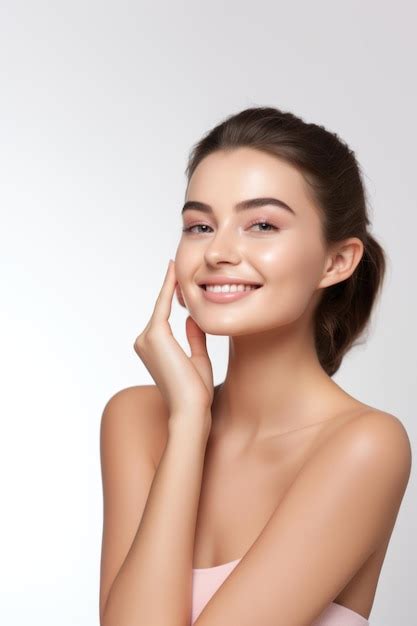 Joven Y Hermosa Modelo Presenta Productos Cosm Ticos Para El Cuidado De La Piel Y La Belleza