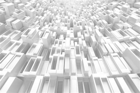 Abstract White Geometric Urban Landscape With Modern Architecture Stock