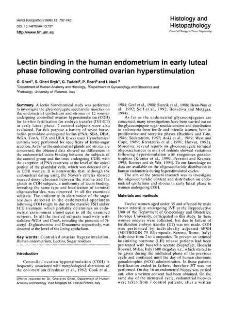 Pdf Lectin Binding In The Human Endometrium In Early Luteal Binding In The Human · 25