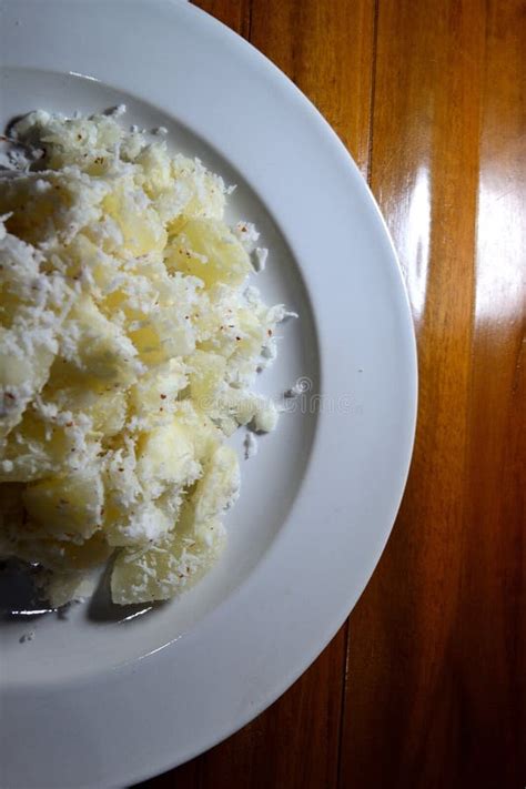 Boiled Cassava Wrapped In Grated Coconut Stock Image Image Of Meal