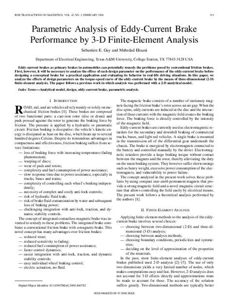 pdf parametric analysis of eddy current brake performance by 3 d