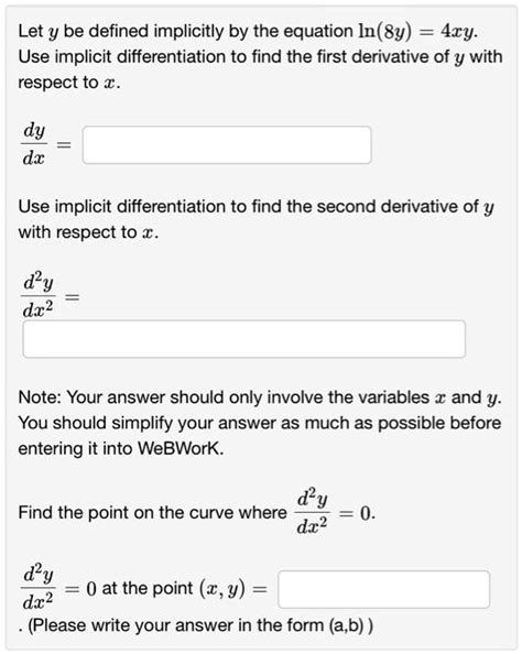 let y be defined implicitly by the equation in 8y 4xy use implicit