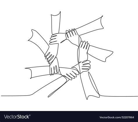 One Line Drawing Hand Gesture Making Circle Vector Image