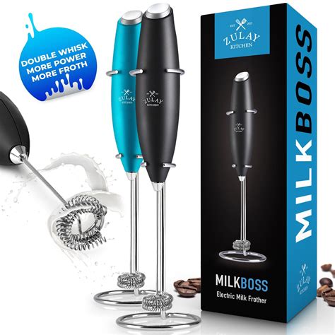 Double Whisk Milk Frother With Stand Black Milk Frother Frother