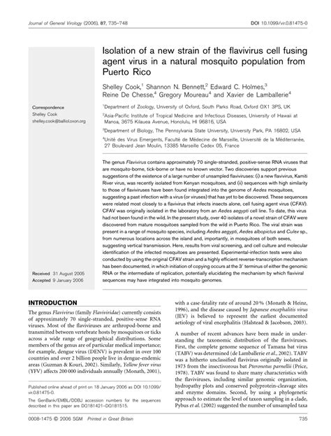 Pdf Isolation Of A New Strain Of The Flavivirus Cell Fusing Agent