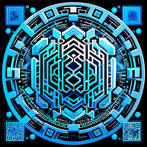 Premium Vector Qr Barcode Blue Circuit Board Digital Qr Code Vector Illustration