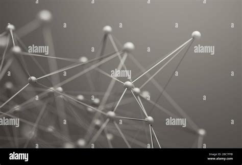 Abstract 3d Rendering Of Chaotic Structure Plexus Background With Lines And Spheres In Empty