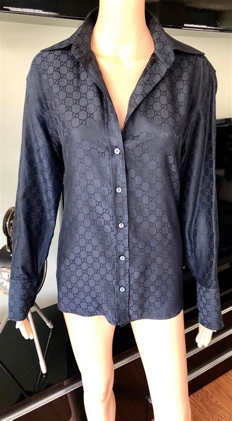 Tom Ford For Gucci Ss 1998 Vintage Gg Pattern Logo Monogram Button Up