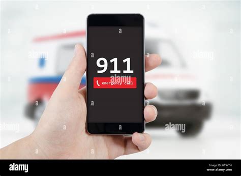 Man Calling Emergency Ambulance In Background Emergency Call 911 Aid