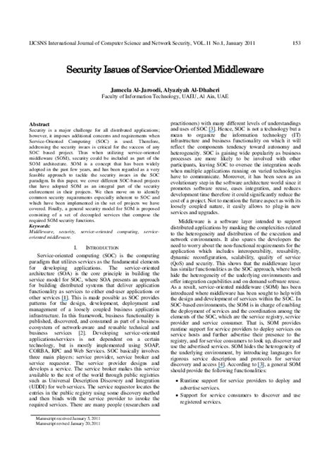 Pdf Security Issues Of Service Oriented Middleware