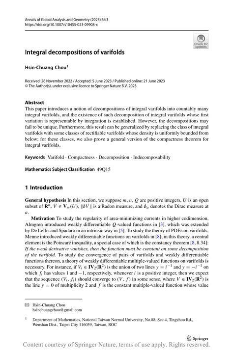 Integral Decompositions Of Varifolds