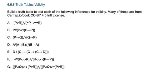 Solved 668 Truth Tables Validity Build A Truth Table To