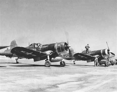 F4u 1d Corsairs Of Marine Squadron Vma 321 On Iwo Jima Japan 1945