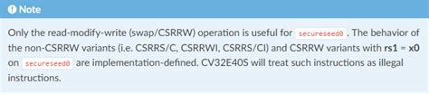 iss output when accessing the secureseed csrs using the csrr