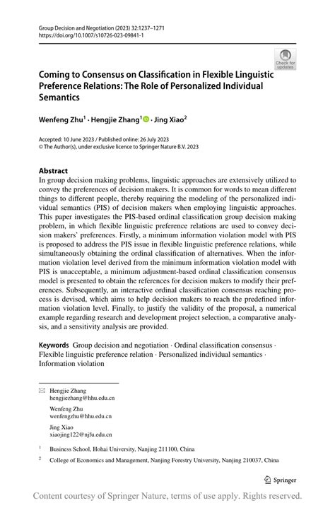 Coming To Consensus On Classification In Flexible Linguistic Preference