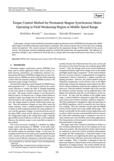 Pdf Torque Control Method For Permanent Magnet Synchronous Dokumentips
