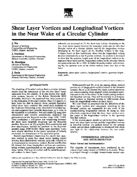 Pdf Shear Layer Vortices And Longitudinal Vortices In The Near Wake Of A Circular Cylinder