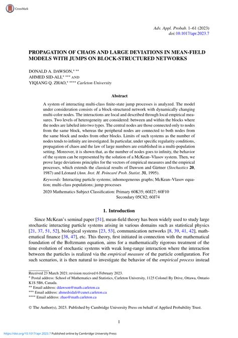 Pdf Propagation Of Chaos And Large Deviations In Mean Field Models