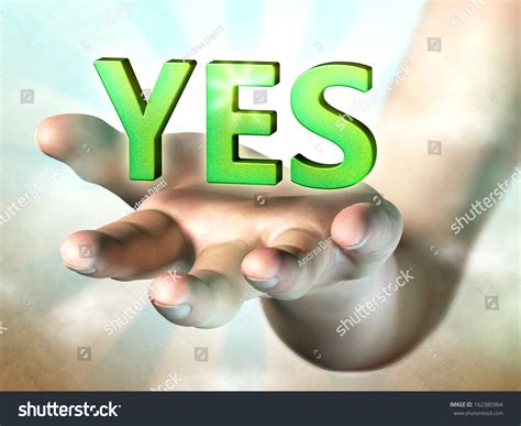 Open Hand Holding Yes Word Digital Stock Illustration 162385964