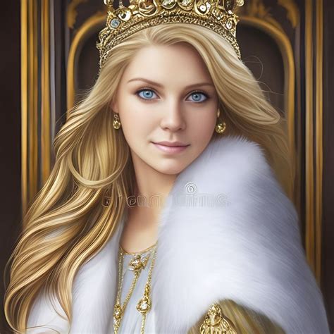 Девушка Портрет Блондинка Корона Принцесса Иллюстрации Принцессы Блондинка Портрет