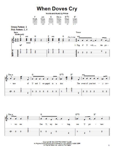 When Doves Cry By Prince Easy Guitar Tab Guitar Instructor
