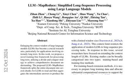Llmtimesmapreduce Simplified Long Sequence Processing Using Large