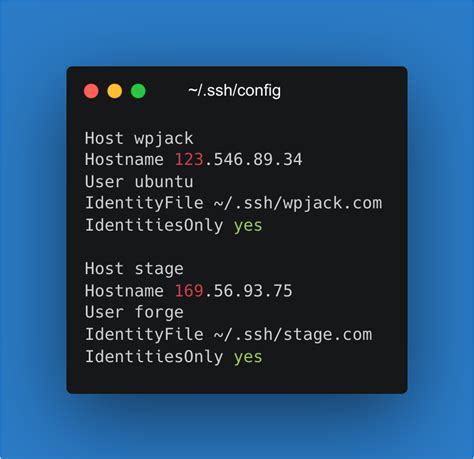 ssh config file setup wpjack