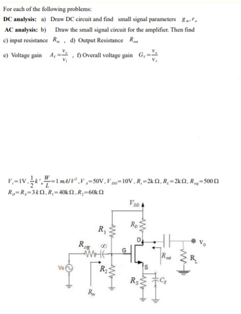 Solved For Each Of The Following Problems DC Analysis A Chegg