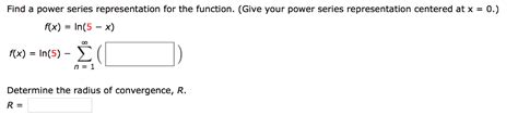 solved find a power series representation for the function